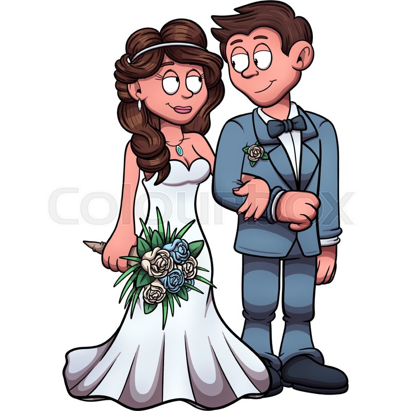 Simple Bride And Groom Cartoon