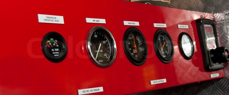 Pressure gauge of the fire engine pump | Stock image | Colourbox