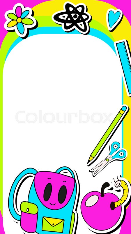 Cartoon School Supplies Border