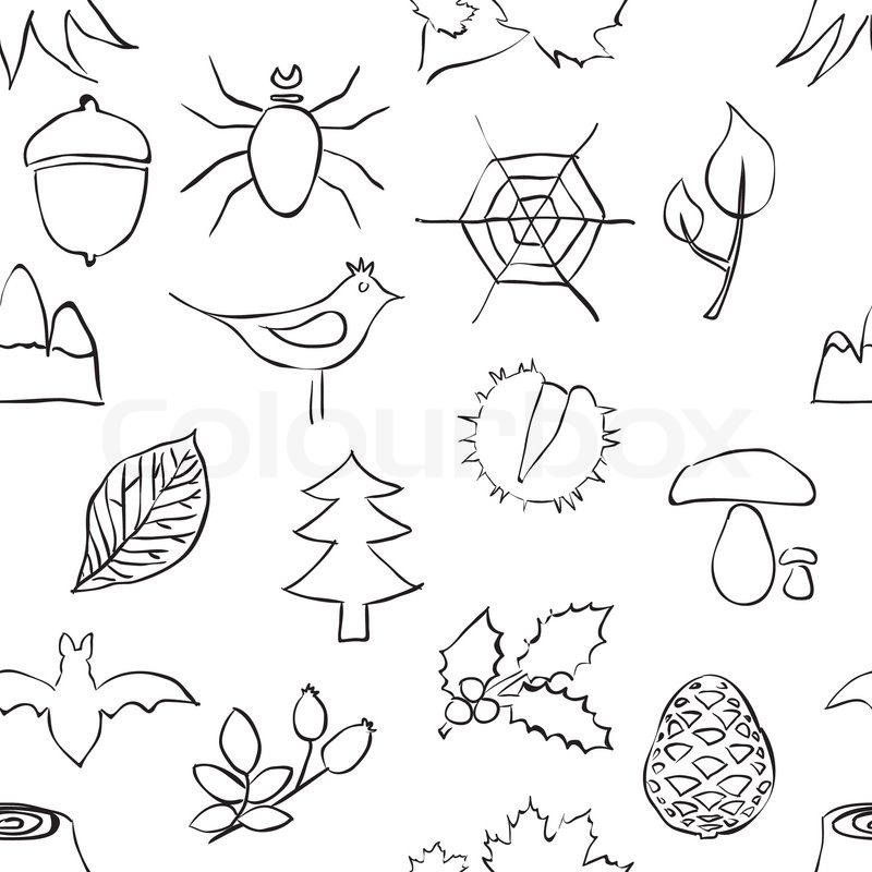 Doodle Wald nahtlose Muster | Stock-Vektor | Colourbox