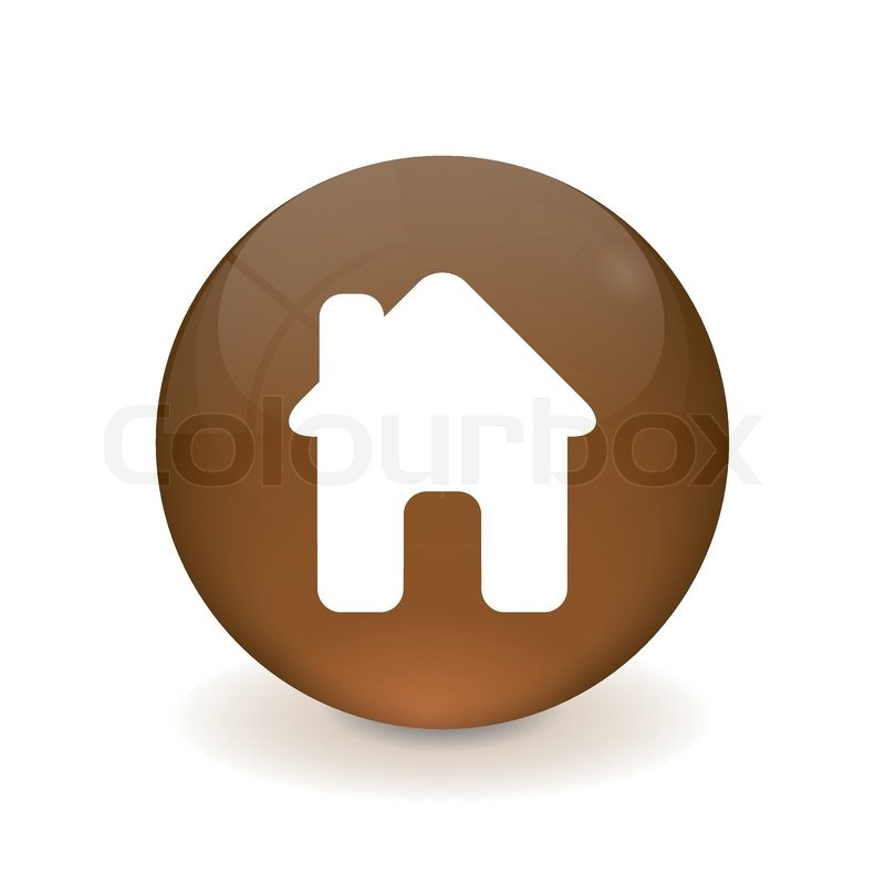 Round brown button - House icon | Stock vector | Colourbox