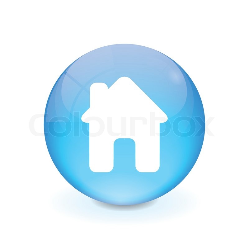 Round light blue button - House icon | Stock vector | Colourbox