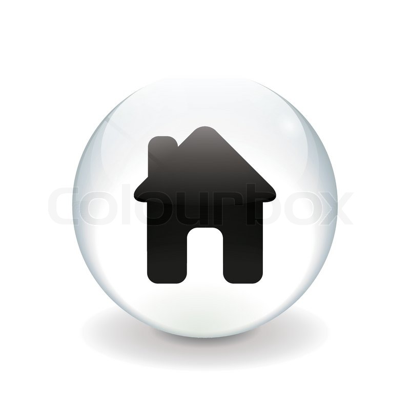 Round white button - House icon | Stock vector | Colourbox