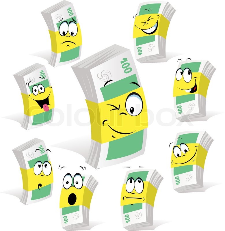 Paper money cartoon | Stock vector | Colourbox