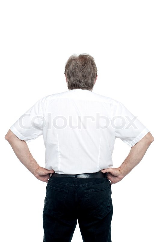 Back pose of a senior man standing with ... | Stock image | Colourbox