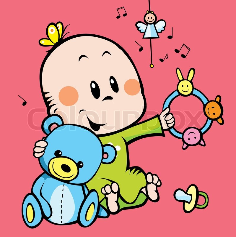Cute baby playing | Stock vector | Colourbox