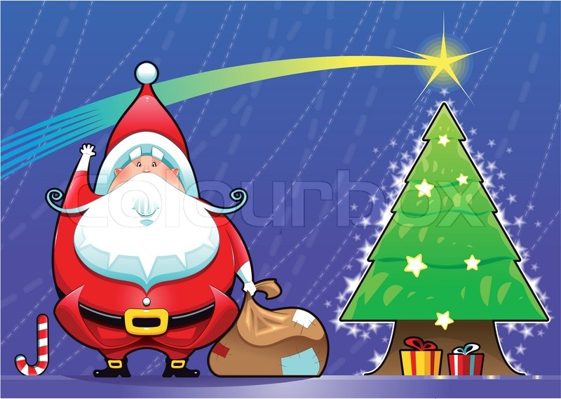 Santa Claus with Christmas tree. | Stock vector | Colourbox