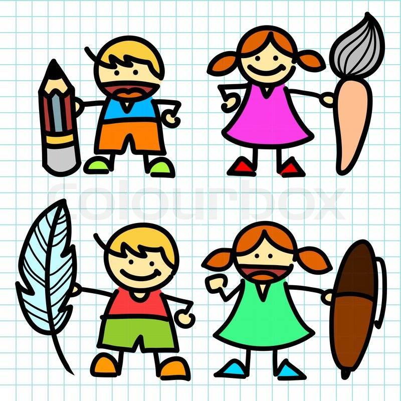 Kids hand writing cartoon | Stock-Vektor | Colourbox