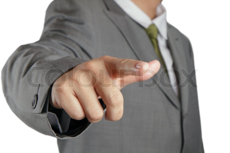 Hand simulating pressing a button | Stock image | Colourbox