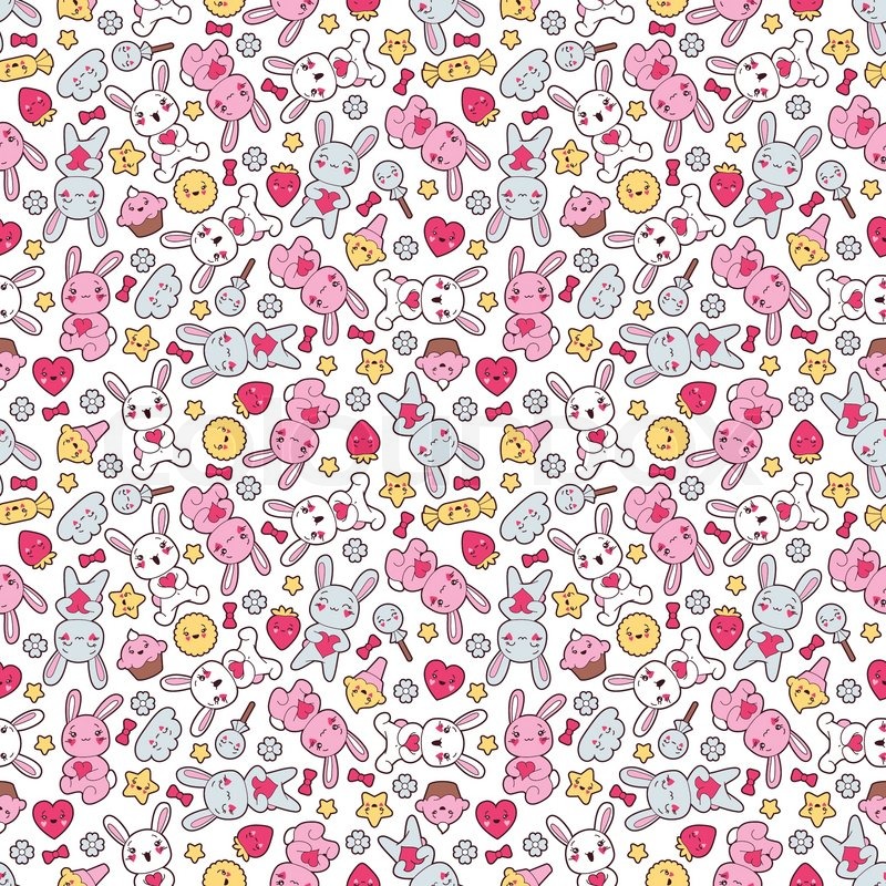Seamless kawaii child pattern with ... | Stock vector | Colourbox