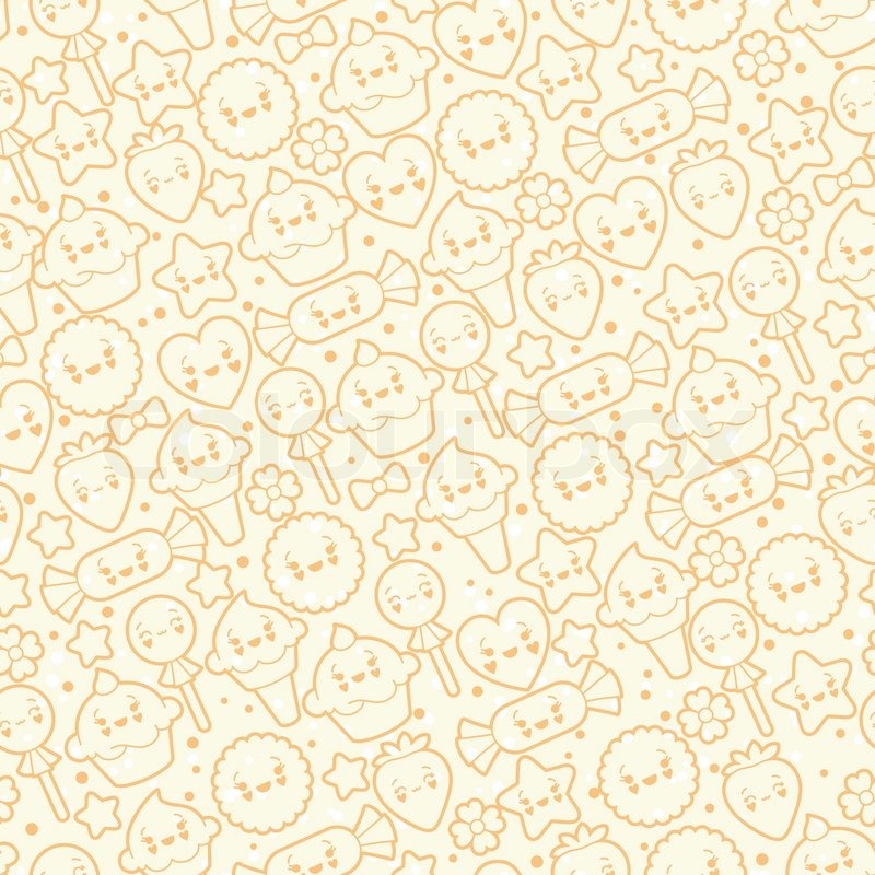 Seamless kawaii pattern with cute ... | Stock vector | Colourbox