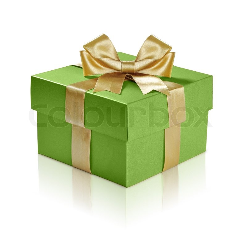 Green gift box | Stock image | Colourbox