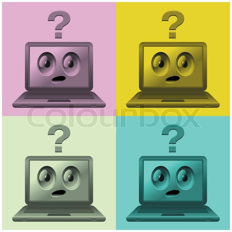 Laptops with faces | Stock vector | Colourbox