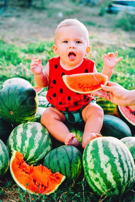 Cute Baby Eating Watermelon
