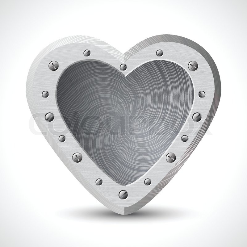 Iron heart on Isolated white ... | Stock vector | Colourbox