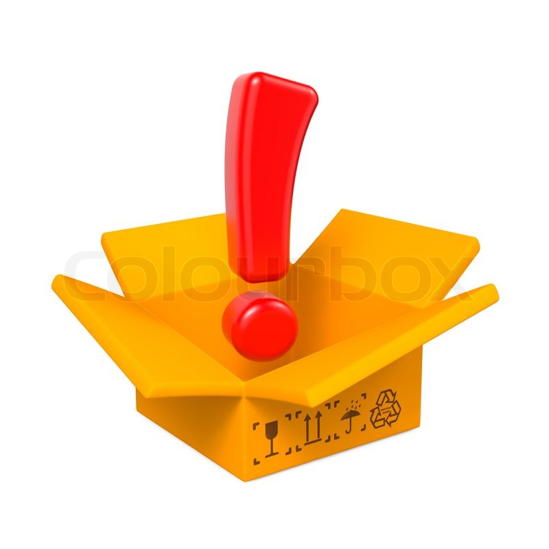 Opened Box with Exclamation Mark | Stock image | Colourbox