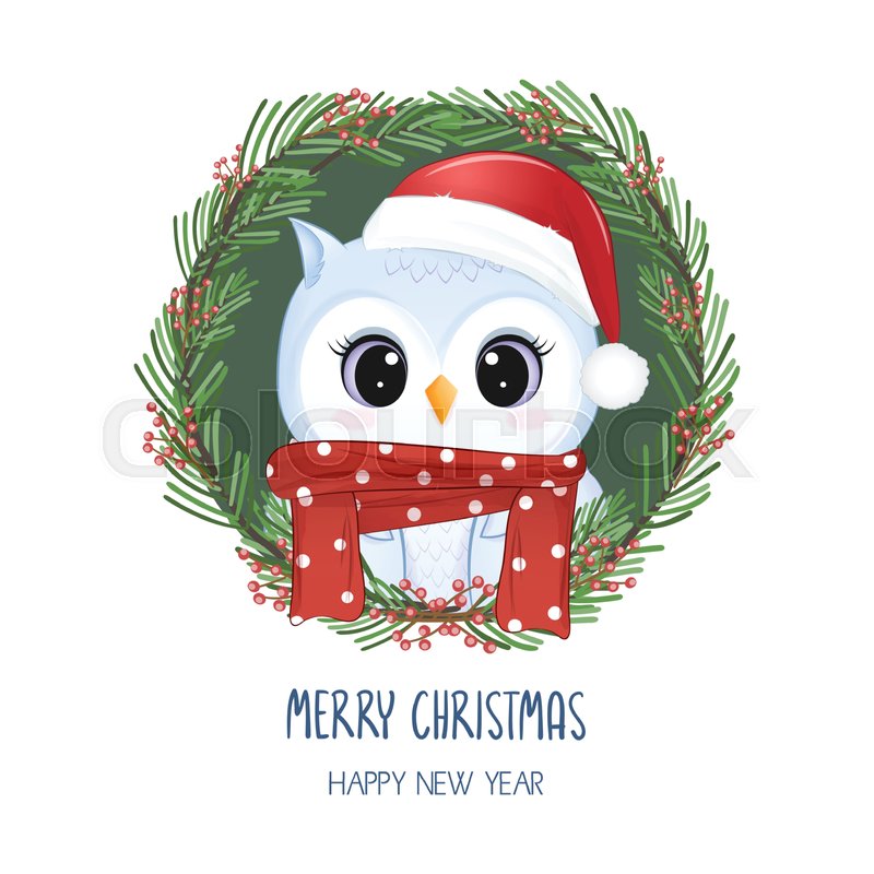 Cute Owl Christmas Clip Art