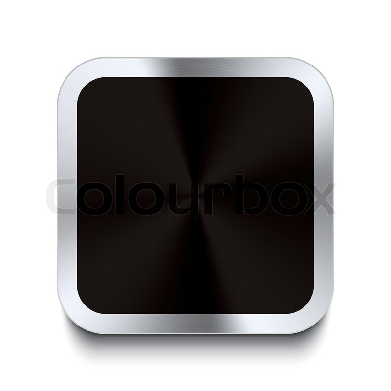 Square metal button - black | Stock vector | Colourbox