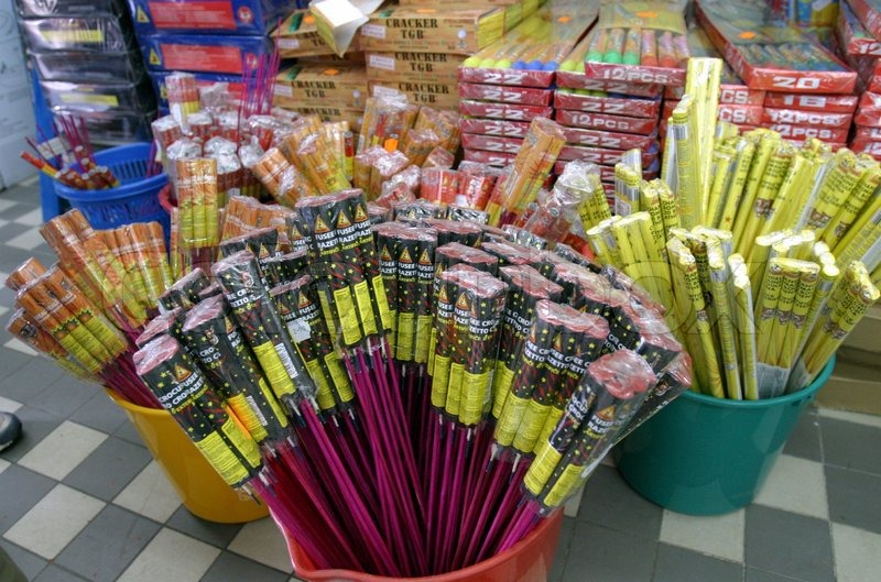 Fireworks for sale in store | Stock Photo | Colourbox