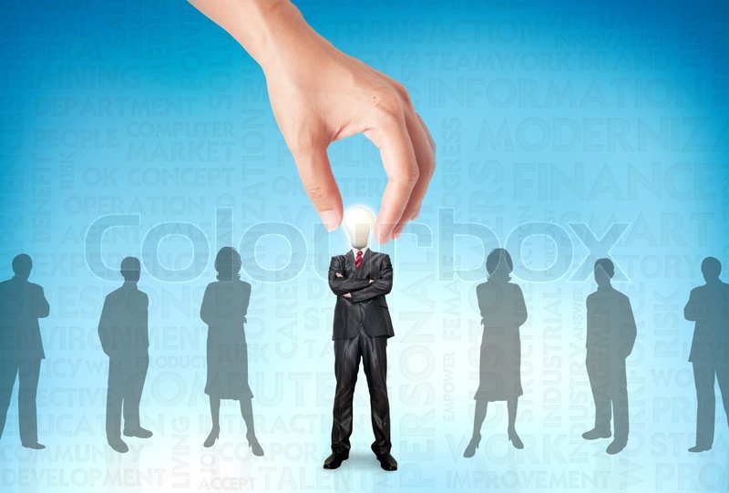 Hand pick Business man stand in front ... | Stock image | Colourbox