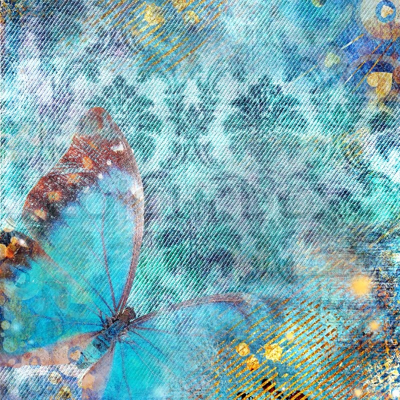 Blue vintage background with butterfly | Stock image | Colourbox