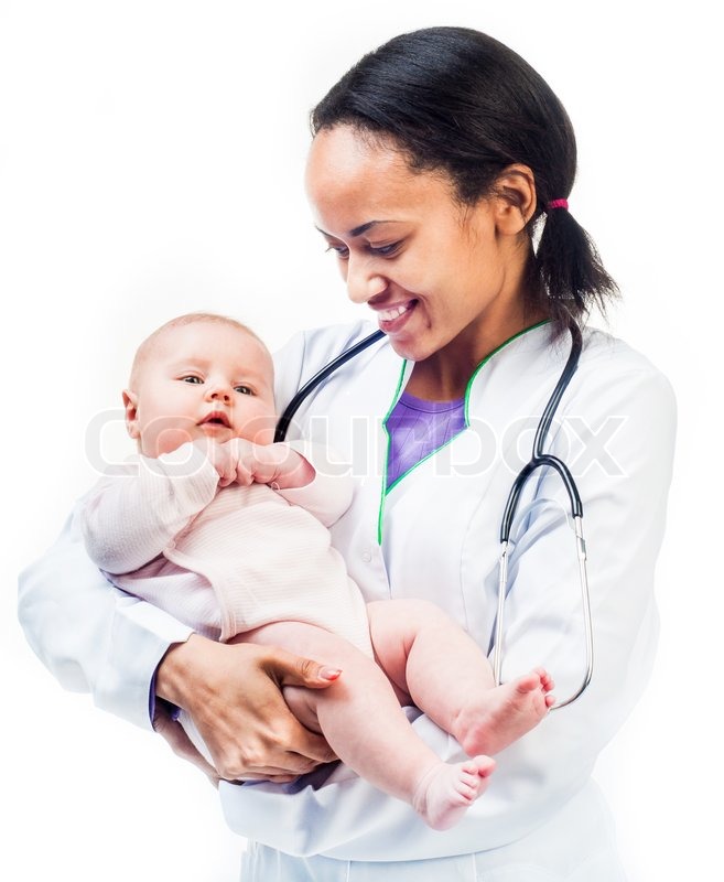 Doctor and baby on a white background | Stock image | Colourbox