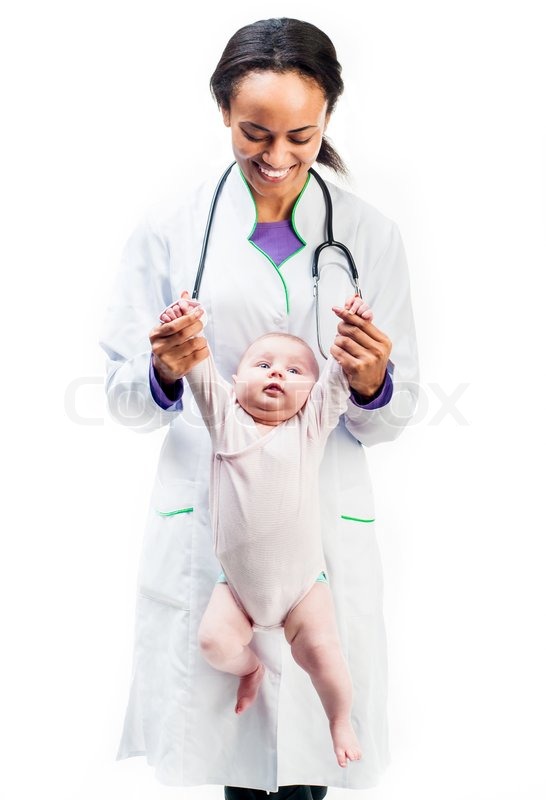 Doctor and baby on a white background | Stock image | Colourbox