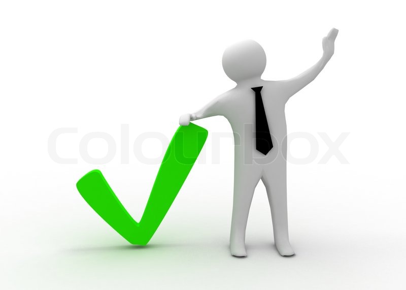 3d mand og tjek symbol | stock foto | Colourbox