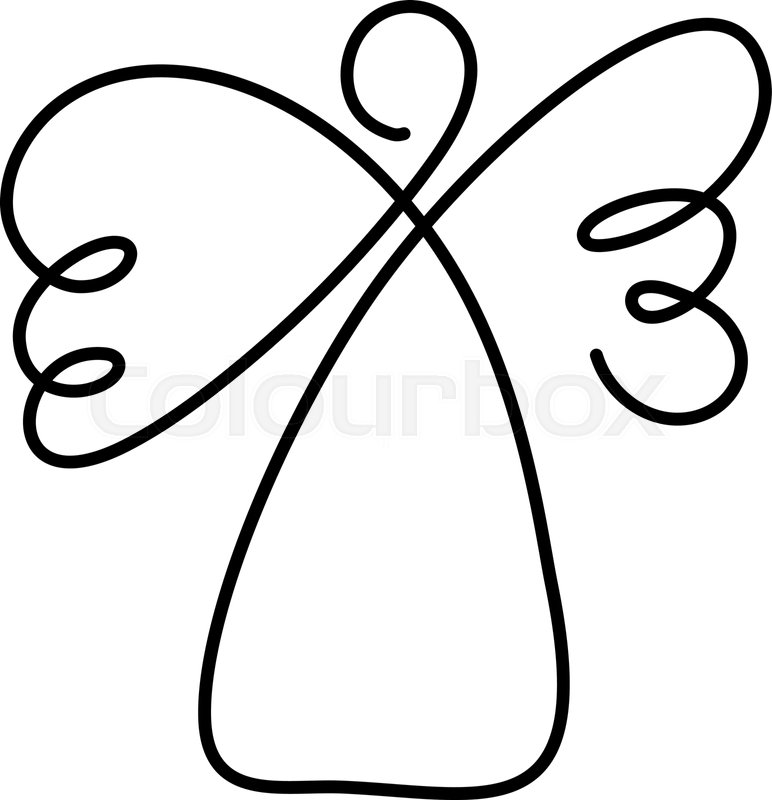 Simple Angel Outline Tattoo