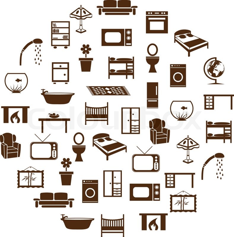 Home equipment icons in circle | Stock Vector | Colourbox