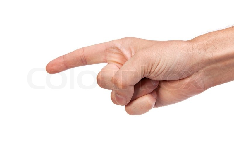 Man pegefinger på en hvid baggrund | Stock foto | Colourbox