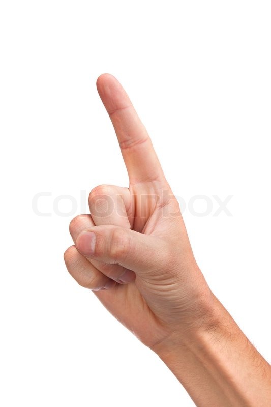 Man pegefinger på en hvid baggrund | Stock foto | Colourbox