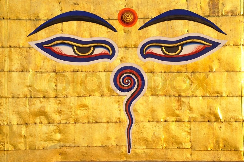 Buddha eyes on stupa of the Nepal ... | Stock image | Colourbox