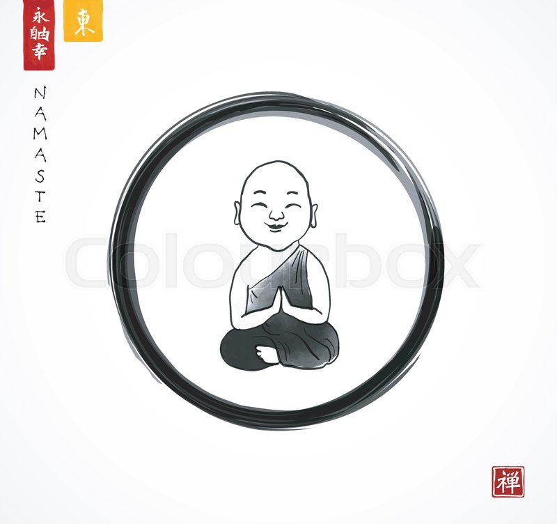 Buddhist Monk Meditating Drawing