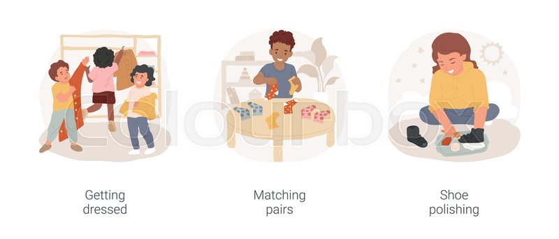 Cartoon Toddler Getting Dressed