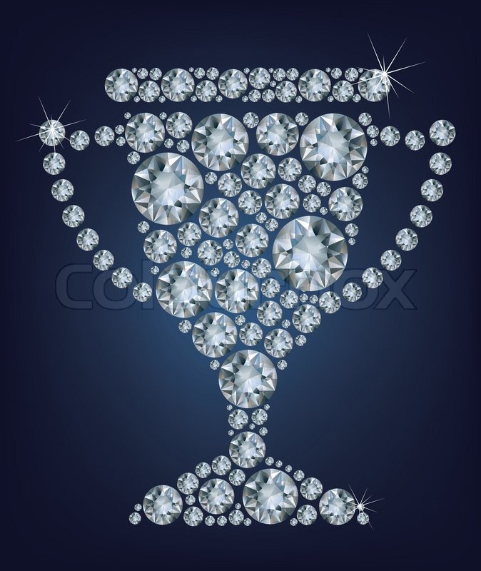 Trophy cup made up a lot of diamonds ... | Stock vector | Colourbox