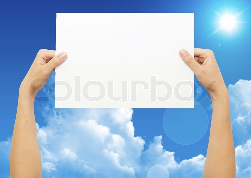 Hand holding a paper isolated on ... | Stock image | Colourbox