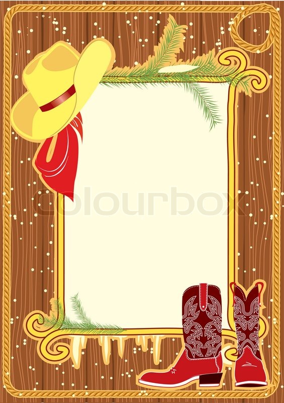 Billboard frame with cowboy hat and ... | Stock Vector | Colourbox
