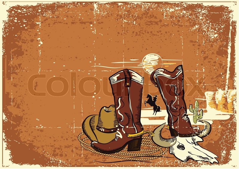 Wild western background on old paper ... | Stock vector | Colourbox