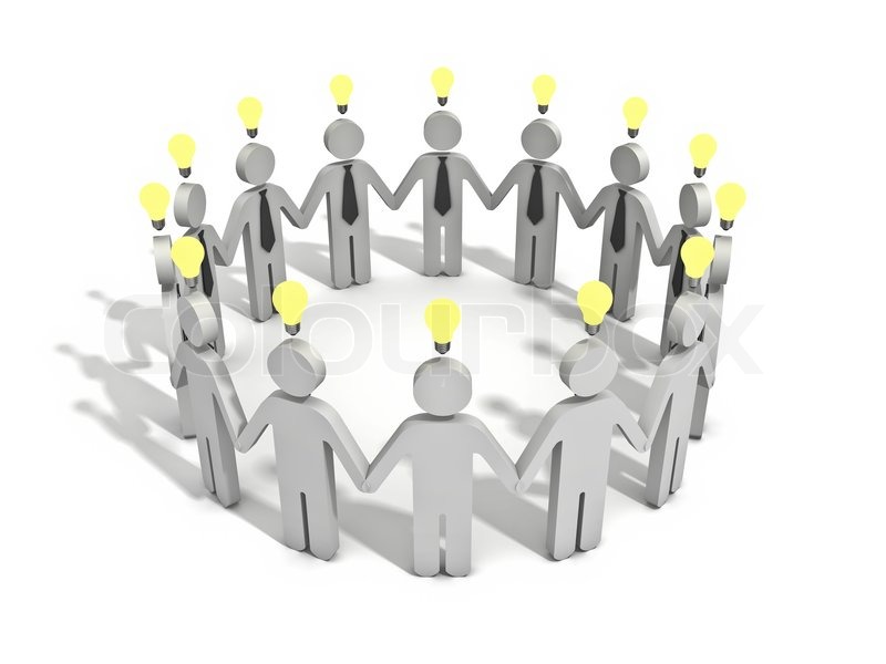 Business teamwork with idea light bulbs ... | Stock image | Colourbox