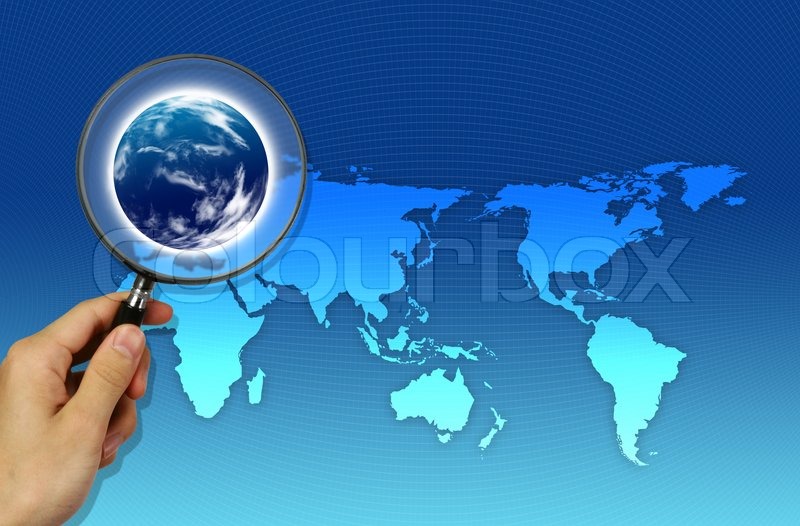 Magnifier focused on map | Stock image | Colourbox