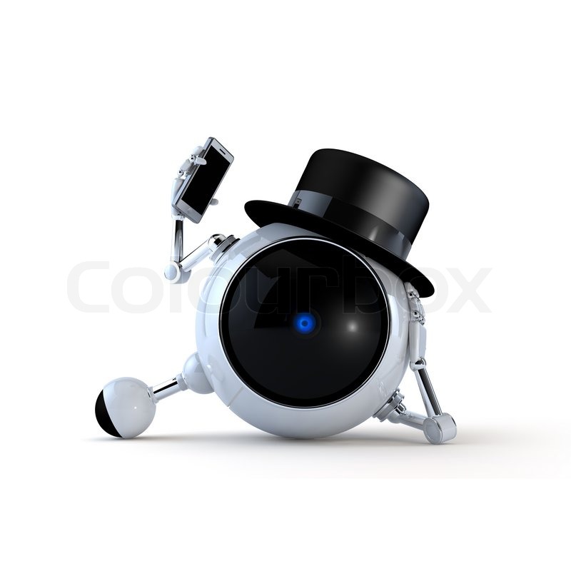 Robot on Phone and Talking | Stock image | Colourbox