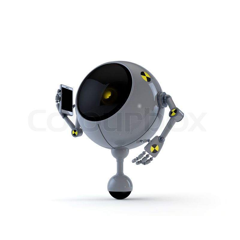 Robot on Phone and Talking | Stock image | Colourbox
