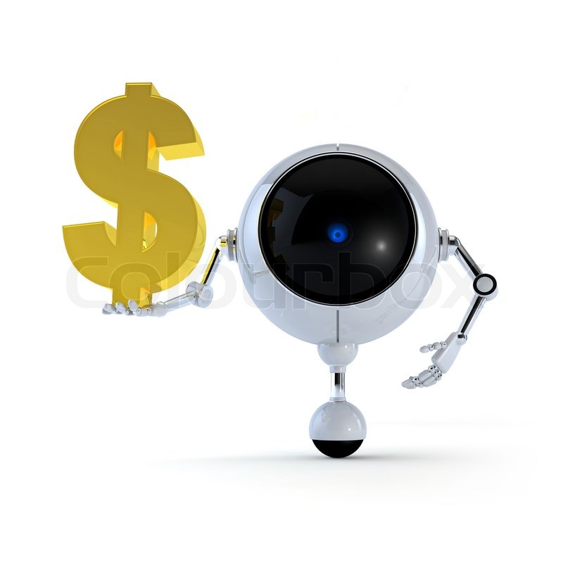 Robot Hold Money Sign in Hand. Dollar ... | Stock image | Colourbox