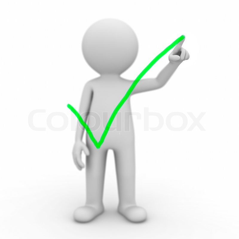 3d man drawing check mark isolated on ... | Stock image | Colourbox
