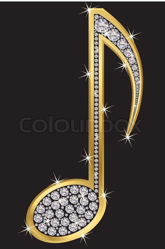 Music note golden with diamonds, ... | Stock vector | Colourbox