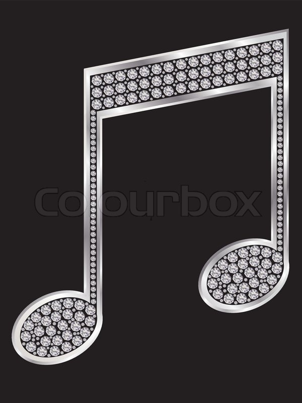 Music note silver with diamonds, ... | Stock vector | Colourbox