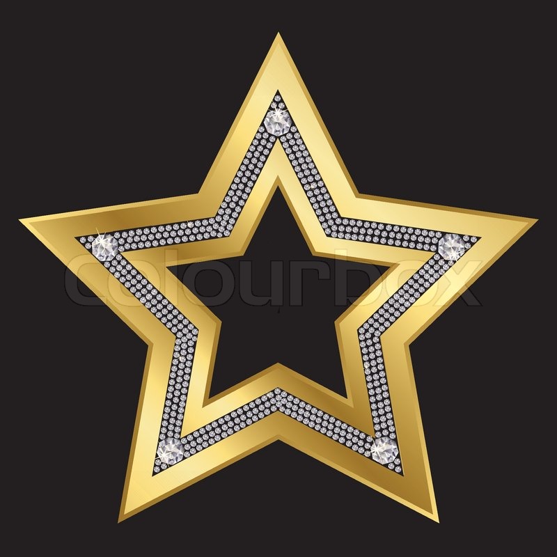 Golden star with diamonds, vector | Stock vector | Colourbox