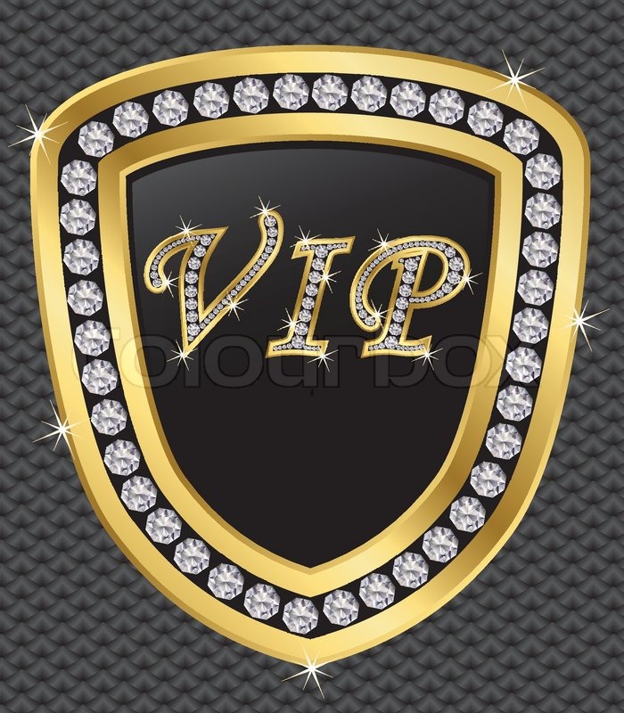 Vip protection shield, golden with ... | Stock vector | Colourbox