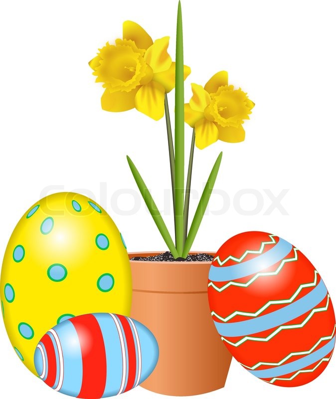 Daffodil and easter egg | Stock vector | Colourbox